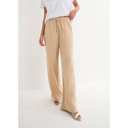 bonprix Palazzo-Hose aus leichtem Leinen-Viskose-Mix, beige, Leinen,Viskose