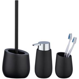 Badaccessoire-Set Wenko, schwarz, Keramik, Badaccessoires-Sets, "Badi", aus Keramik