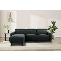 Ecksofa Home Affaire, B:274cm H:100cm T:181cm, grau, 100% Polyester, Wohnzimmer, Sofas, "SKAANE Struktur, L-Form, 274 cm, manuelle/elektrische