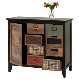 Apothekerkommode MCW-O63, Schrank Schubladen Etikettenhalter Vintage Shabby Muster, Holz 80x91x40cm ~ Korpus schwarz