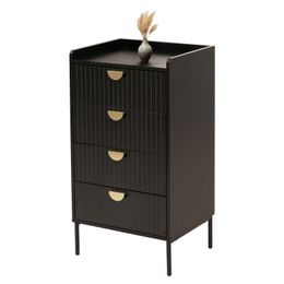 Kommode MCW-O39, Highboard Schrank, 4 Schubladen Melamin MDF 95x50x42cm ~ Holzoptik schwarz