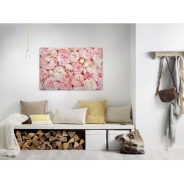 A.S. Cr&eacute;ation Leinwandbild A.S. CR&Eacute;ATION, B:90cm H:60cm, rosa, Holz, Stahl, Wohnzimmer, Bilder, "Roses", Romantische Rosen Rosenbild Keilrahmen Leinwand-Bild