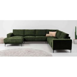 Wohnlandschaft OTTO HOME, B:342cm H:85cm T:260cm, grün, 100% Polyester, Sofas, "OLAND U-Form, XXL, B: 342 cm, Skandi-Design", U-Form, 342 cm,