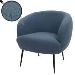 Lounge-Sessel MCW-O37, Cocktail-/Clubsessel Polstersessel Sessel, Stoff/Textil Boucl&eacute; (330g/m&sup2;) Metall MVG ~ blau