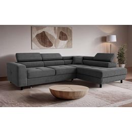 Ecksofa OTTO HOME, B:254cm H:90cm T:199cm, schwarz, 100% Polyester, Wohnzimmer, Sofas, "AADEN Schlafsofa 254 cm - OTTO. Verl&auml;ssliche Qualit&auml;t.", mit