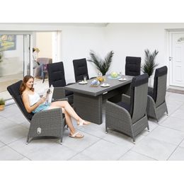 Garten-Essgruppe Konifera, B:62cm H:112cm T:65cm, grau, Sitzm&ouml;bel-Sets, "Brisbane", Aluminium/Polyrattan, Tischplatte aus Stone-Spray-Glas in