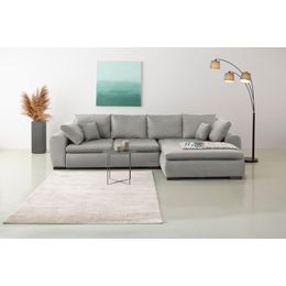 Ecksofa Home Affaire, B:325cm H:87cm T:183cm, silber, Luxus-Microfaser Vintageoptik (100% Polyester);Microfaser Antiklederoptik (100% Polyester),