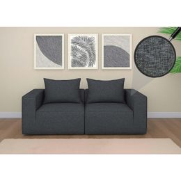 2er-Sofa/Zubeh&ouml;r f&uuml;r Sofa MCW-O54, Couch 2-Sitzer Loungesofa, modular Stoff/Textil (300g/m&sup2;) 63x194x97cm ~ dunkelgrau