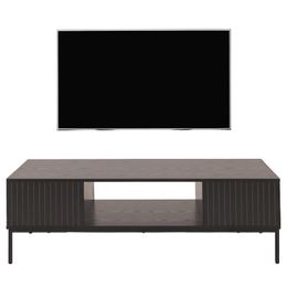TV-Rack MCW-O39, TV-Board Fernsehtisch Lowboard TV-Schrank Ablage F&auml;cher, Melamin MDF 39x120x60cm ~ Holzoptik schwarz
