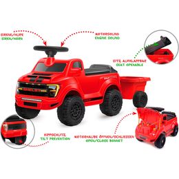 Jamara Kinder Rutscherauto "Shelby Ford F-150 Raptor mit Anh&auml;nger", rot, Kunststoff, B:26,6cm H:32,8cm T:80,1cm, Rutschautos, mit Soundeffekten