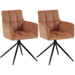 CLP Esszimmerst&uuml;hle 2er Set, Sessel Jonah drehbar mit Armlehnen, moderne Drehst&uuml;hle mit Stoff f&uuml;r Wohnzimmer, bis 150 kg belastbar
