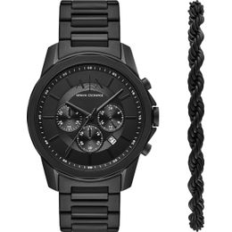 Armani Exchange Kinder Chronograph, schwarz, Armbanduhren, Armbanduhr, Herrenuhr, Edelstahlarmband, Geschenk