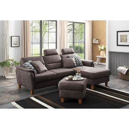 Ecksofa Home Affaire, B:244cm H:89cm T:163cm, grau, 100% Polyester;Struktur (100% Polyester);Luxus-Microfaser in Lederoptik (100% Polyester),