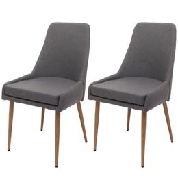 2er-Set Esszimmerstuhl MCW-O27, K&uuml;chenstuhl Polsterstuhl Stuhl, Stoff/Textil (280g/m&sup2;) Metall ~ dunkelgrau