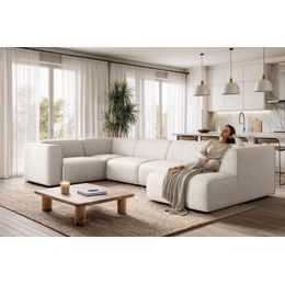 Wohnlandschaft OTTO HOME, B:367cm H:70cm T:206cm, beige, 100% Polyester, Sofas, "Merid U-Form, B: 367 cm", als Modul oder separat verwendbar, für