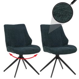 2er-Set Esszimmerstuhl MCW-O48, K&uuml;chenstuhl, drehbar Auto-Return, Stoff/Textil Chenille (320g/m&sup2;) &Ouml;ko-Tex ~ petrol-gr&uuml;n