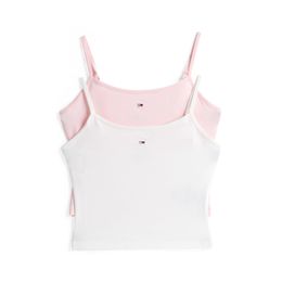 Tommy Jeans Damen Tanktop "TJW 2PACK ESSENTIAL STRAP TOP", rosa, Gr. XS, unifarben, Jersey, Obermaterial: 95% Baumwolle, 5% Elasthan, Tops, mit