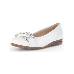 Gabor COMFORT Damen Ballerina "Gabor Comfort Ballerinas Leder", Gr. 40,5weiß, silber, Leder, Schuhe