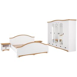 Schlafzimmer-Set OTTO HOME, gelb, Schlafzimmermöbel-Sets, ""Konrad", komplettes Schlafzimmer mit großem Schrank", mit 5-trg. Kleiderschrank, Bett