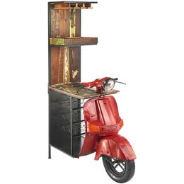 Dekoobjekt Locker, B:70cm H:190cm T:115cm, rot, Holzwerkstoff, Metall, Dekofiguren, "Regal SCOOTER ROSSO im Vintagestil"