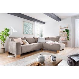 Ecksofa Home Affaire, B:281cm H:85cm T:220cm, grau, Korpus/Basismaterial: 85% Polyester, 15% Viskose. Sitzfl&auml;che: 85% Polyester, 15% Viskose,