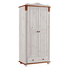 Kleiderschrank OTTO HOME, B:92cm H:191cm T:53,5cm, weiß, Massivholz, Schlafzimmer, Schränke, "Adele", aus massiver Kiefer,Spiegel beim 4-und