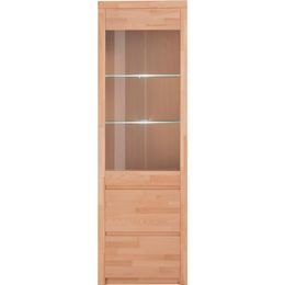 Vitrine Home Affaire, B:60cm H:190cm T:35cm, beige, Holz teilmassiv, Wohnzimmer, Schränke, "SILKEBORG75, Tür mit Glaseinsatz, Türanschlag wechselbar
