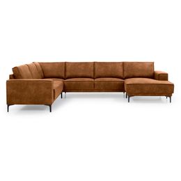 Wohnlandschaft OTTO HOME, B:342cm H:85cm T:260cm, braun, 100% Polyester, Sofas, "OLAND U-Form, XXL, B: 342 cm, Skandi-Design", U-Form, 342 cm,