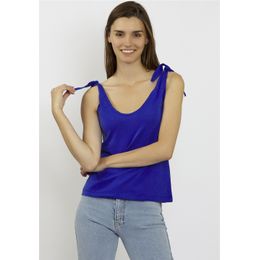 FRESHLIONS Damen Tr&auml;gertop "Fendiya", blau, Gr. XL, unifarben, 100% Baumwolle, Tops, mit angesagtem R&uuml;ckenausschnitt
