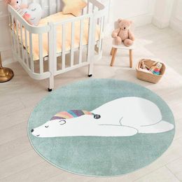 Kinderteppich Carpet City, H:11mm Ø:160cm, grün, Polypropylen (PP), Teppiche, "ANIME921", Kinderzimmer Teppich Modern mit lustigen Cartoon-Figuren,