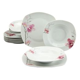 Creatable Tafelservice "Amelie Aiko, Tafel-Service 12-tlg", 12 Stk., wei&szlig;, Geschirr-Sets, Blumendekor