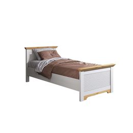 Bett OTTO HOME, B:105cm H:85cm L:206cm, weiß, Betten, "Rauna, Landhausstil, edles Design mit Lamellen und Kassetten, 2 Farben", FSC zertifiziertes