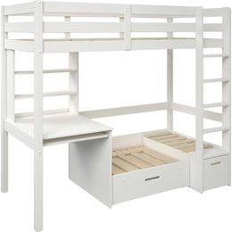 Etagenbett OTTO HOME, B:207,6cm H:180cm, weiß, Kinderzimmer, Etagenbetten, "HENNE' TOPSELLER Hochbett, Ideal für kleine Räume, 2 Schlafplätze", mit