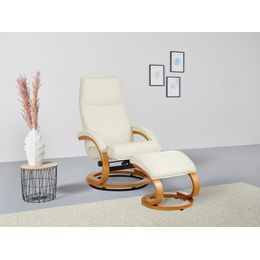 Relaxsessel Home Affaire, B:67cm H:107cm T:78cm, beige, NaturLeder (echtes Rindsleder) in Sitz und Rücken. Korpus in passendem Softlux-Kunstleder