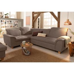 Ecksofa Home Affaire, B:275cm H:81cm T:214cm, braun, Luxus-Microfaser Lederoptik (100% Polyester);Microfaser PRIMABELLE (100% Polyester);Feinstruktur