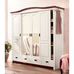 Schiebet&uuml;renschrank OTTO HOME, B:202cm H:207cm T:64cm, wei&szlig;, Glas, Massivholz, Schlafzimmer, Schr&auml;nke, "Konrad, Landhausstil, rustikal, mit