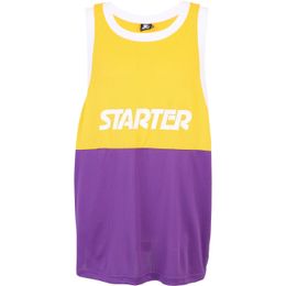 Herren Tanktop "Starter Black Label Herren Starter Split Mesh Tank Top"californiagelb, realviolet, Gr. L, STARTER Black Label, bedruckt, 100%