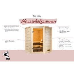 Karibu Sauna ""Anni" mit bronzierter T&uuml;r SET, naturbelassen, mit Ofen 9 kW", Saunaofen, integrierte Steuerung, 400 kW, braun, Saunen, aus