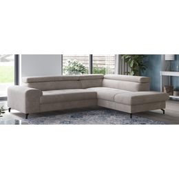 Ecksofa COTTA, B:260cm T:210cm, beige, Wohnzimmer, Sofas, "Aura L-Form, B: 260 cm", mit Bettfunktion, Bettkasten & Kopfteilverstellung