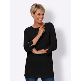 Classic Basics Damen 3/4-Arm-Shirt "Longshirt", schwarz, Gr. 38, unifarben, 100% Baumwolle, Shirts