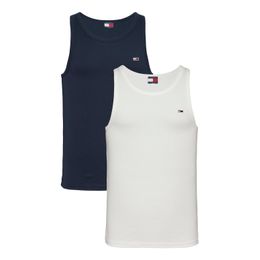 Tommy Jeans Herren Tanktop "TJM XSLIM 2PCK RIB TANK EXT", blau, Gr. S, Single Jersey, Obermaterial: 100% Baumwolle, Tops, mit gerippter Struktur