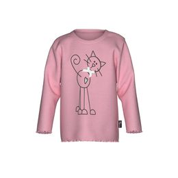 TRIGEMA Kinder Longsleeve "TRIGEMA Langarmshirt mit s&uuml;&szlig;em Katzen-Printmotiv", Gr. 68lilie, 95% Baumwolle, 5% Elasthan, Basic, Shirts