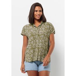 Jack Wolfskin Damen Kurzarmbluse "SOMMERWIESE SHIRT W", grün, Gr. M, OBERSTOFF: 100% VISKOSE, Blusen