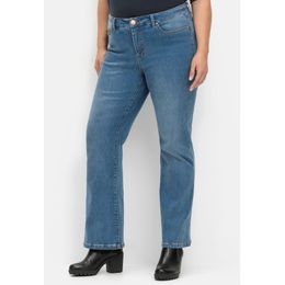 sheego Damen Bootcut-Jeans, blau, Gr. 52, unifarben, 96% Baumwolle, 4% Elasthan, Jeans