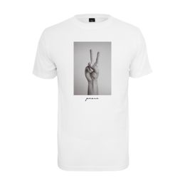 MisterTee Damen T-Shirt "MisterTee Herren Peace Sign Tee"wei&szlig;, Gr. M, unifarben, 100% Baumwolle, Shirts
