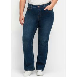 sheego Damen Bootcut-Jeans, blau, Gr. 58, unifarben, 96% Baumwolle, 4% Elasthan, Jeans