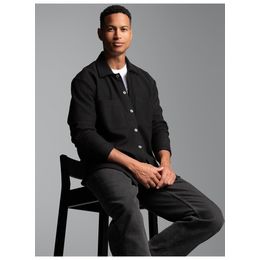 TRIGEMA Herren Blusenshirt "TRIGEMA Hemdjacke/Overshirt", schwarz, Basic, Gr. M, 55% Polyester, 45% Baumwolle, Shirts
