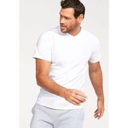 Herren T-Shirt, schwarz-wei&szlig;, Gr. XXXL, Fruit of the Loom, unifarben, Single Jersey, Obermaterial: 100% Baumwolle, Shirts, mit V-Ausschnitt