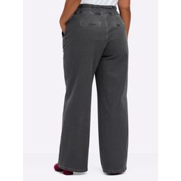 sheego Damen Bequeme Jeans, grau, Gr. 52, unifarben, 98% Baumwolle, 2% Elasthan, Jeans