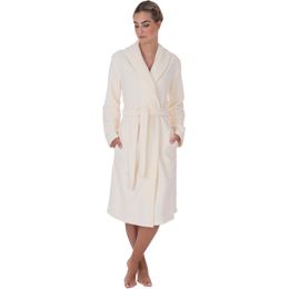 WEWO-Fashion Damenbademantel WEWO FASHION, L:110cm, beige, Velours, Hausmäntel, "4022, ideal für Sauna & Spa, Hotelbademantel, Morgenmantel", leicht & kuschelig